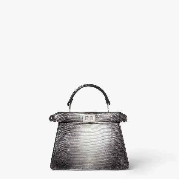 Fendi Peekaboo® Iseeu Petite Black And Silver Gradient Lizard Leather Bag - [silver]